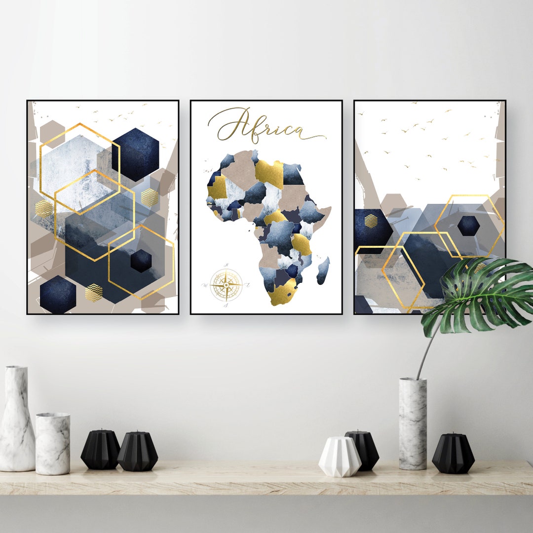 Printable Africa Map, Downloadable Set of 3, Map of Africa Digital ...