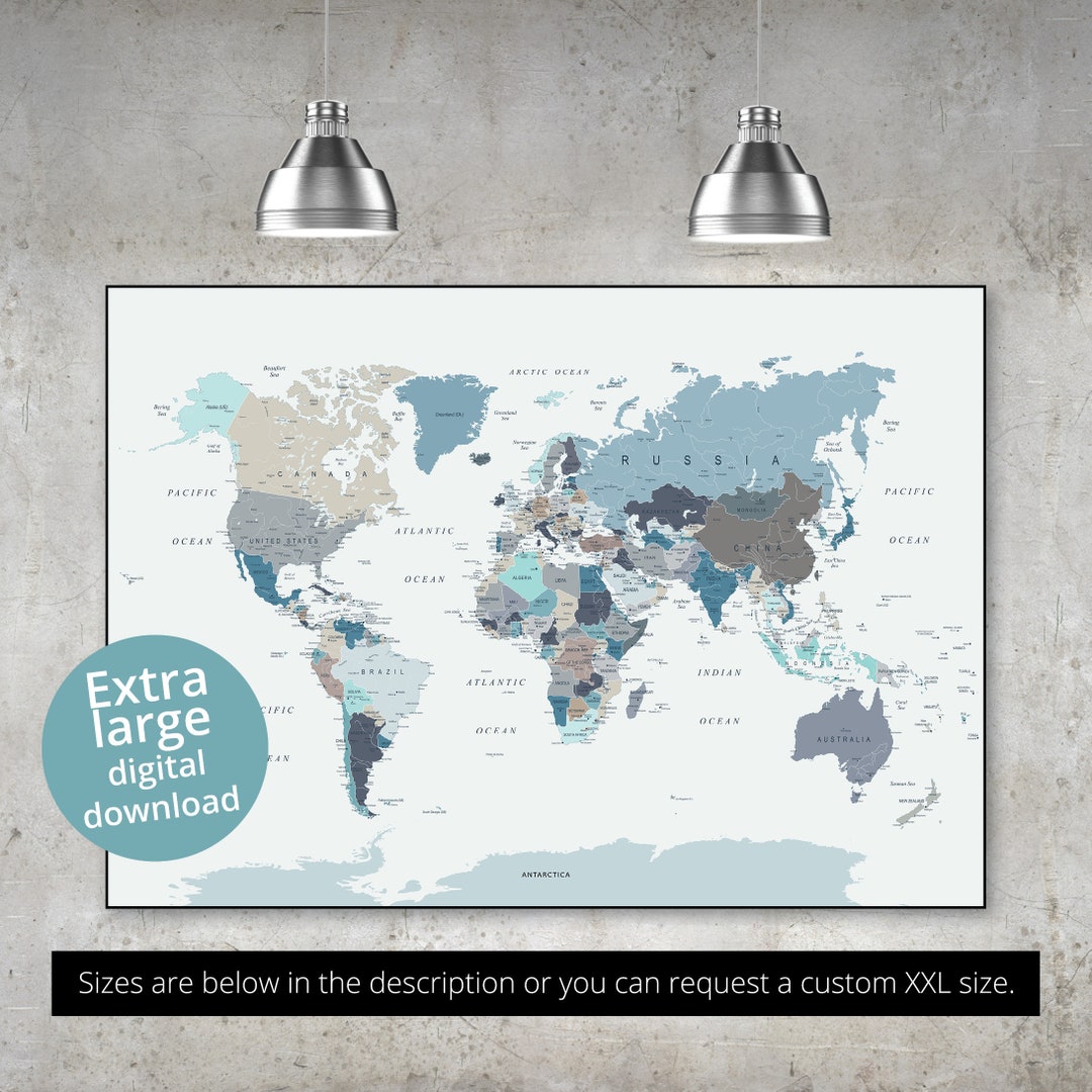 XXL World Map Printable Digital Download Extra Large Map of - Etsy ...