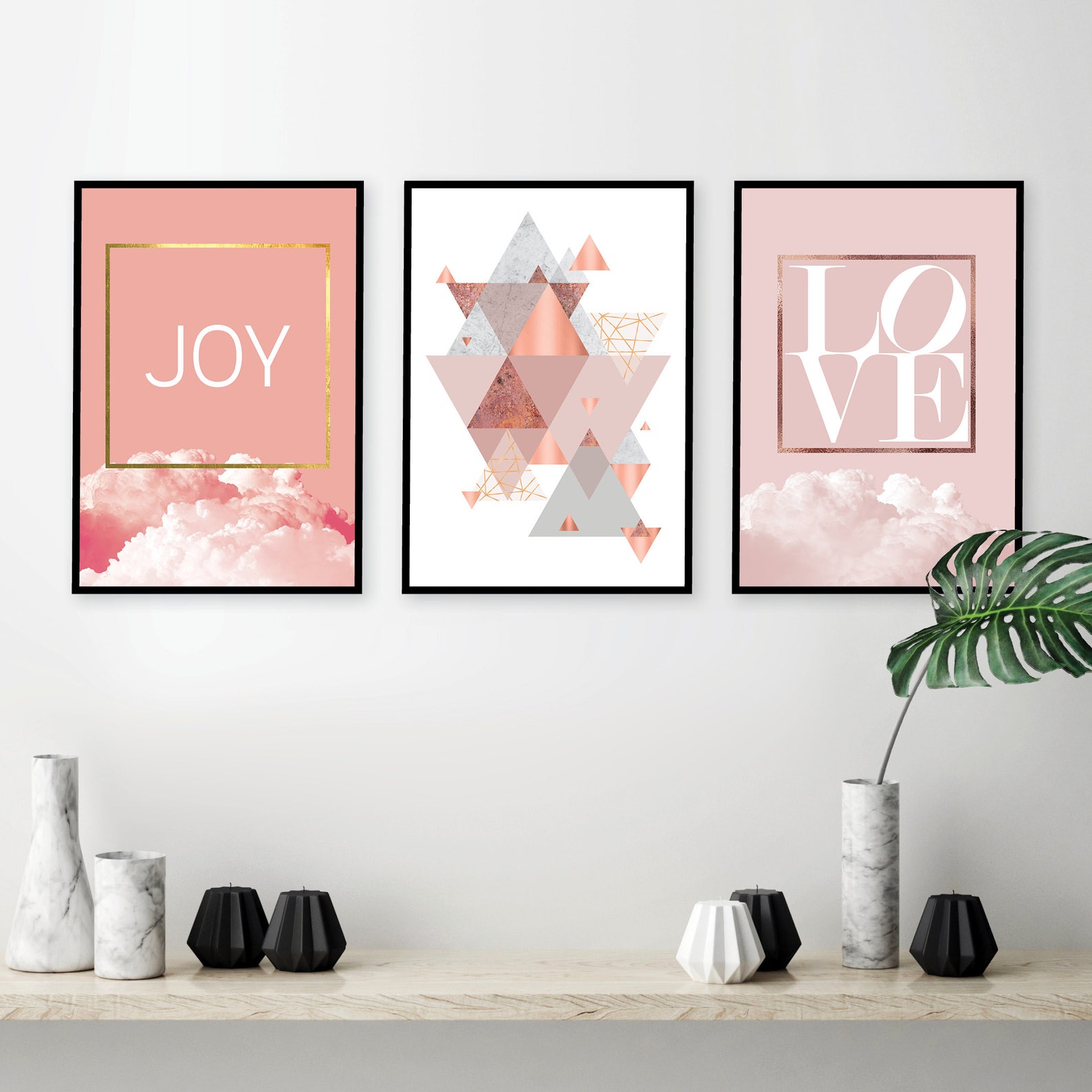 Set of 3 Downloadable Prints Printable Modern Art in Blush - Etsy