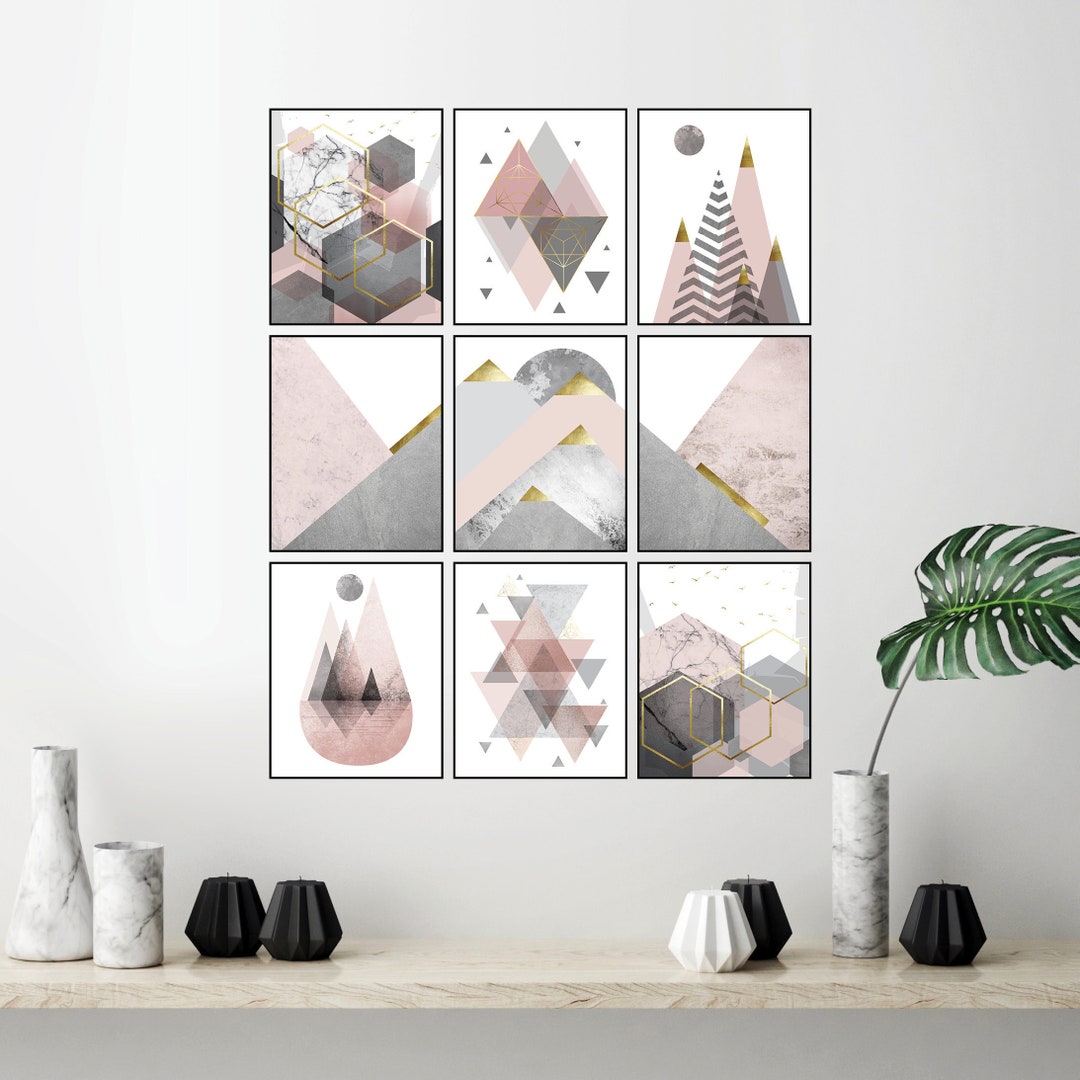 Printable Gallery Wall Set of 9, Set of 9 Prints Abstract, Digital ...
