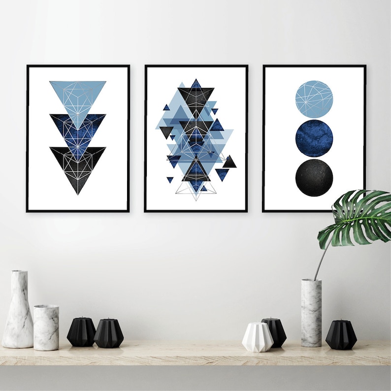 Set of 3 Downloadable Geometric Prints Printable Geometric Matching ...