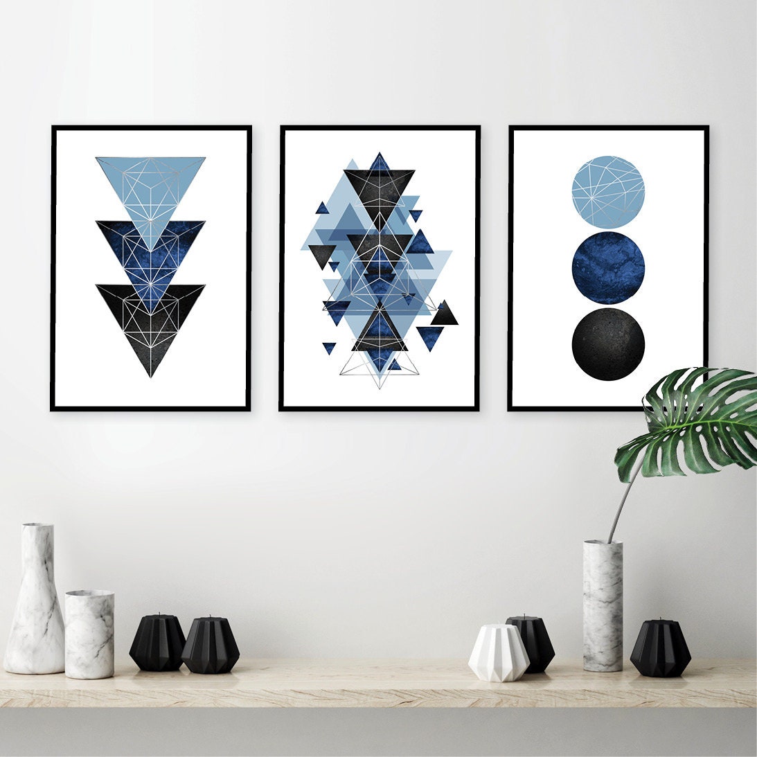 Set of 3 Downloadable Geometric Prints Printable Geometric Matching ...