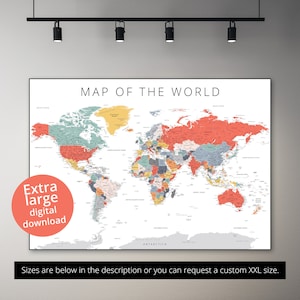 World Map Digital Download, Printable World Map XXL, Highly Detailed ...