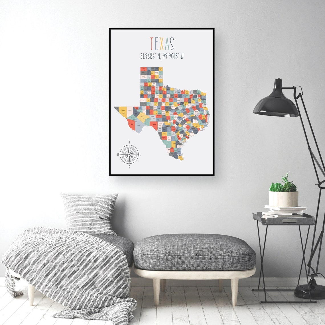 Printable Texas State Map Downloadable Texas Wall Map With - Etsy Australia