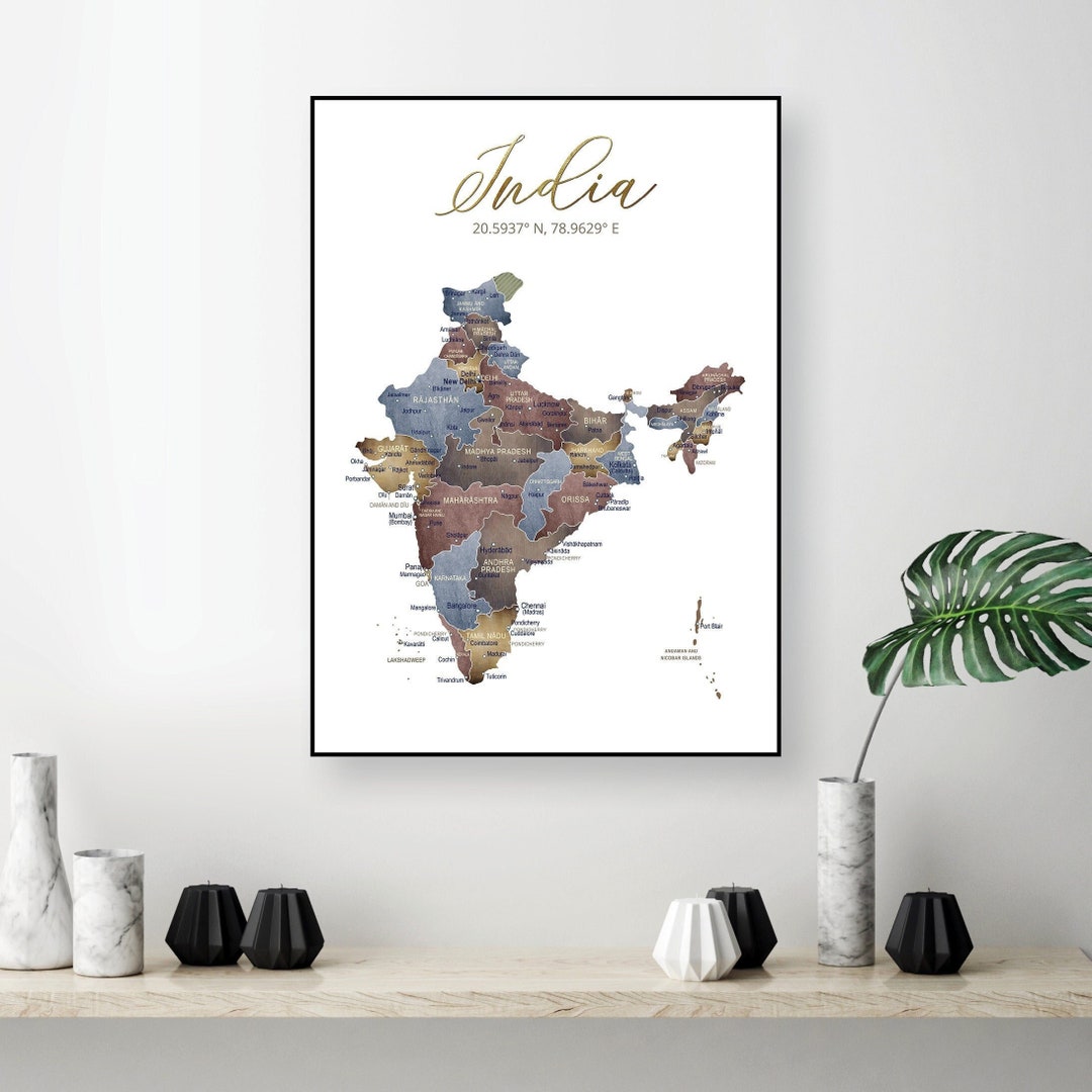Printable Map of India, Downloadable Print of India Map, Digital ...