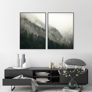 Set of 2 Downloadable Scandinavian Mountain Mist Printable Art Set ...