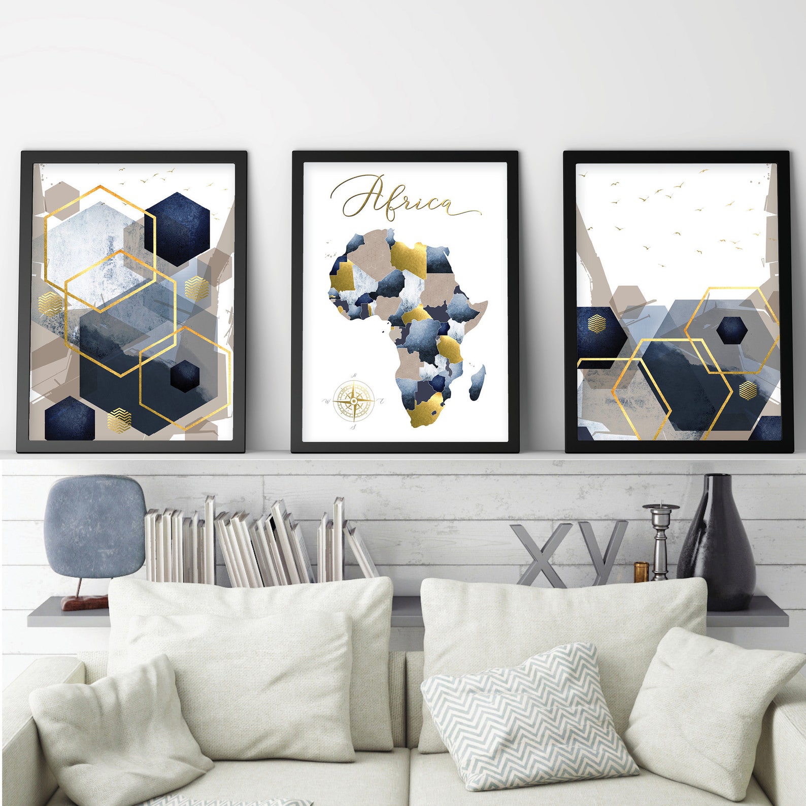 Printable Africa Map, Downloadable Set of 3, Map of Africa Digital ...