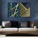 Set of 2 Printable Downloadable Geometric Prints Metallic Navy - Etsy