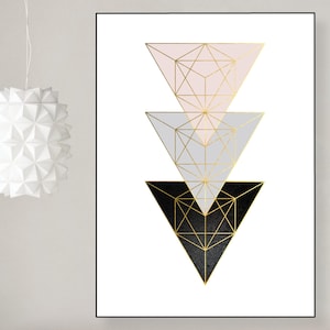 Blush Pink Grey Black Gold Minimalist Printable Poster Sacred Geometry ...