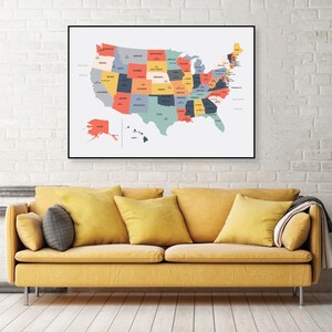 Printable US Map Poster Happy Colors Downloadable Large Dorm - Etsy ...