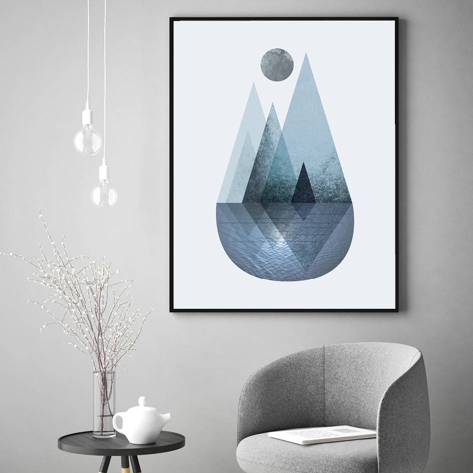 Downloadable Scandinavian Modern Mountain Reflection Print Minimalist ...