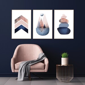 Navy Blush Print, Digital Download, Pink Navy Art, Digital Print ...