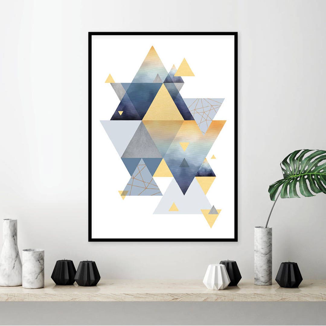 Geometric Triangle Art Print, Scandinavian Modern Wall Decor (digital ...