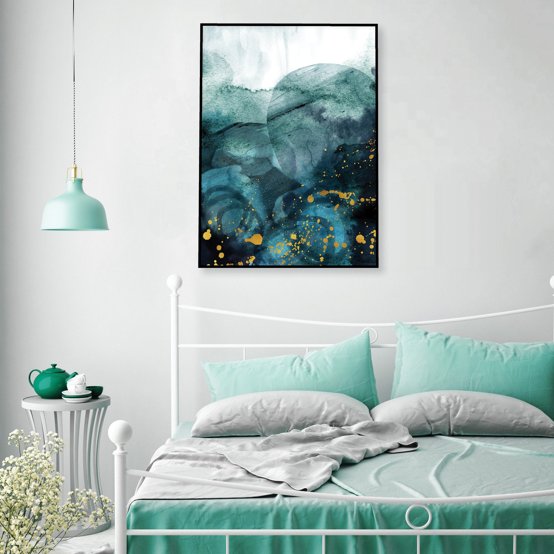 Teal Gold Downloadable Print Teal Abstract Printable Art - Etsy Australia