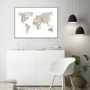 Small World Map Printable Poster Warm Neutral Colors - Etsy Australia