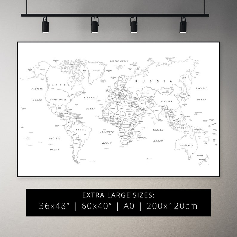 Extra Large Printable World Map Detailed Map of the World in - Etsy UK