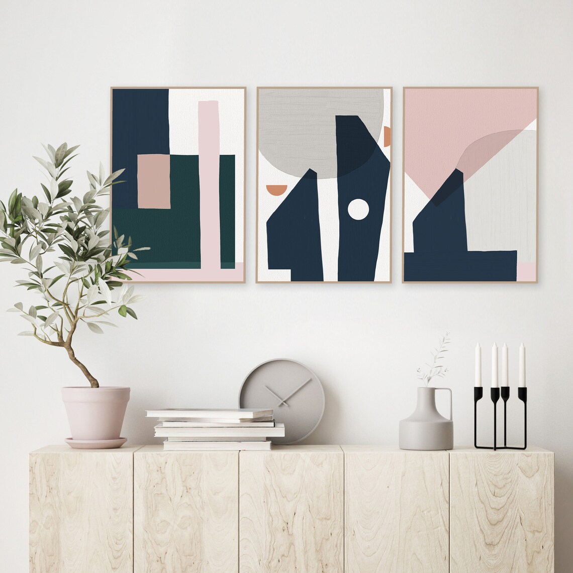 Set of 3 Minimalist Posters Abstract Painting Digital - Etsy