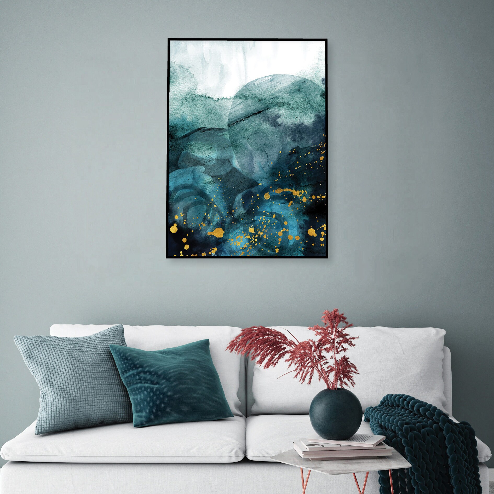Teal Gold Downloadable Print Teal Abstract Printable Art - Etsy Australia