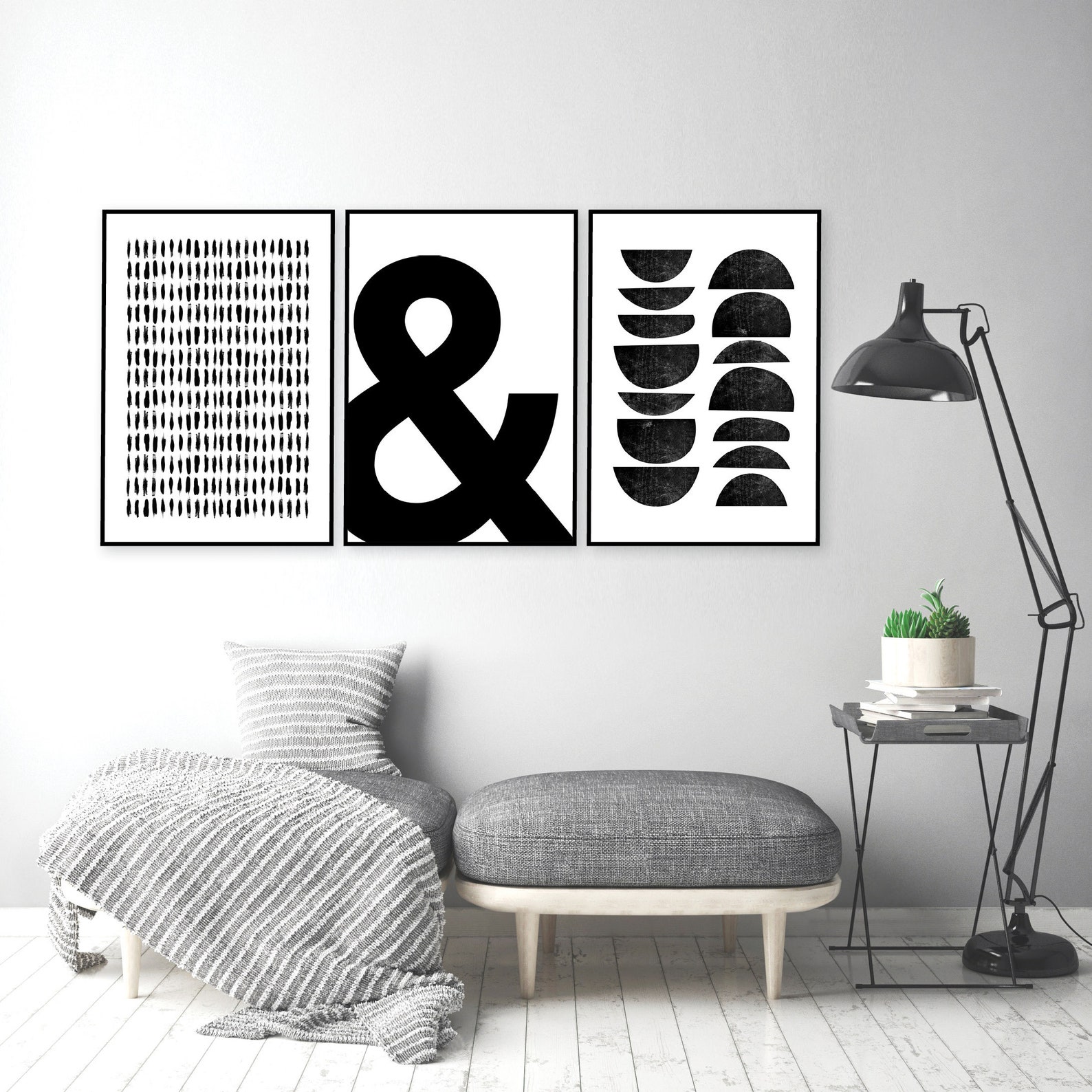 Scandi Minimalist Set of 3 Printable Posters Black and White ...