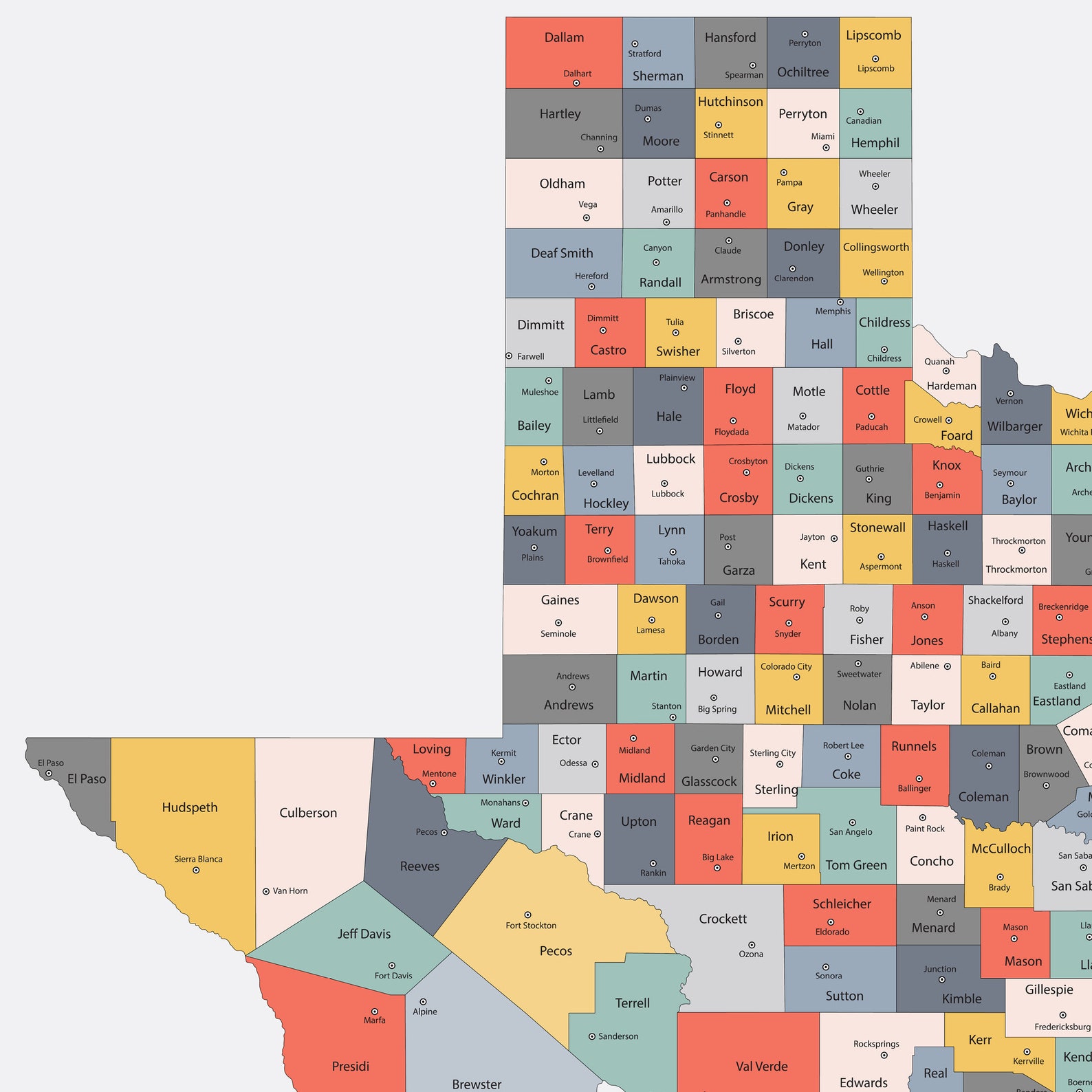 Printable Texas State Map Downloadable Texas Wall Map With - Etsy Australia