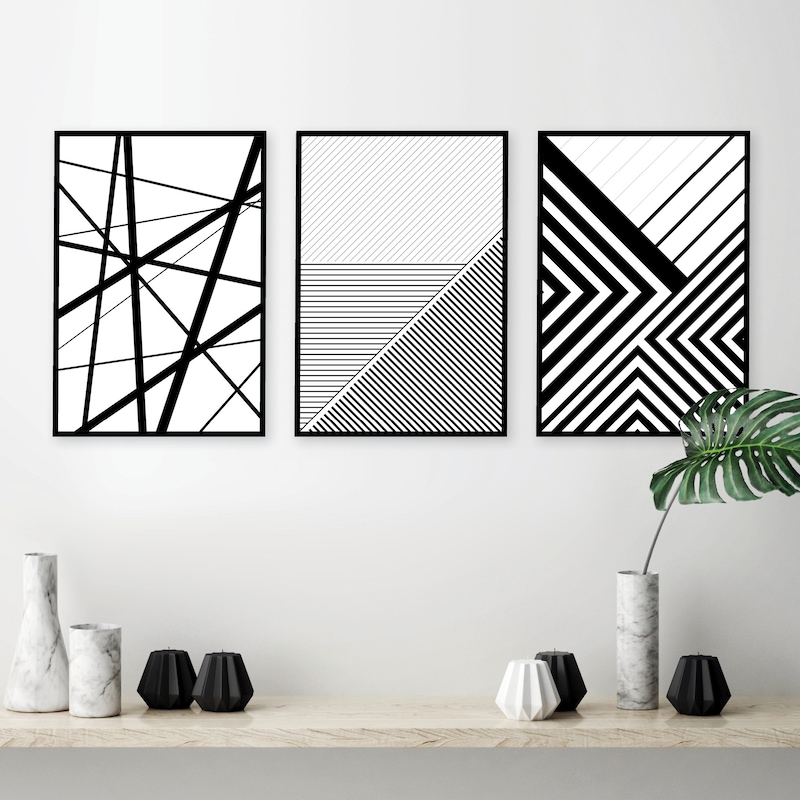 Geometric Art Black and White - Etsy