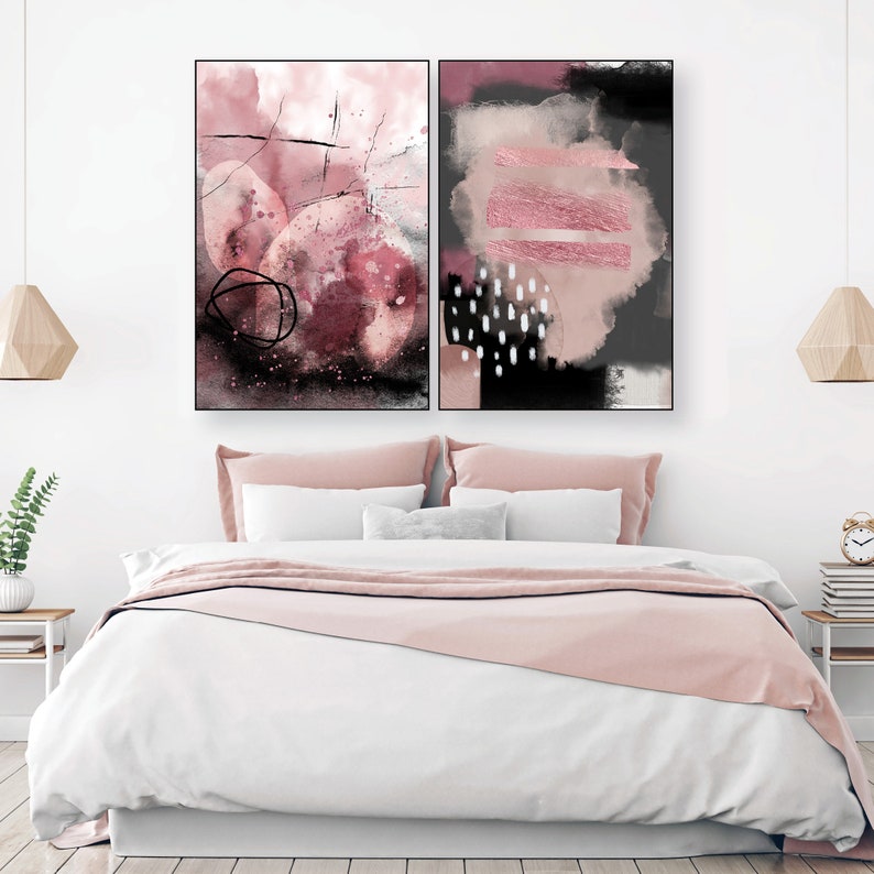 Blush Pink Abstract Art Prints, Set of 2 (digital Download) - Etsy