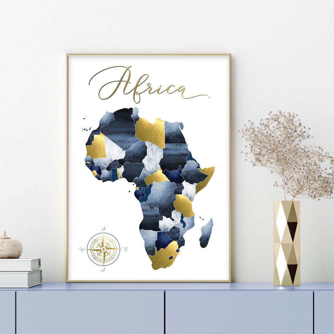 Downloadable print of Africa map Printable wall map Africa | Etsy