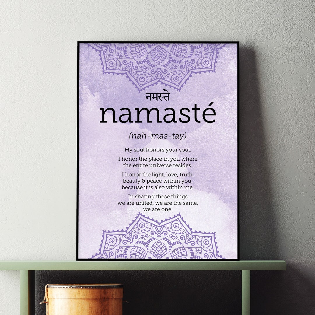 Printable Namaste Typography Mandala Print in Purple Watercolor Yoga ...