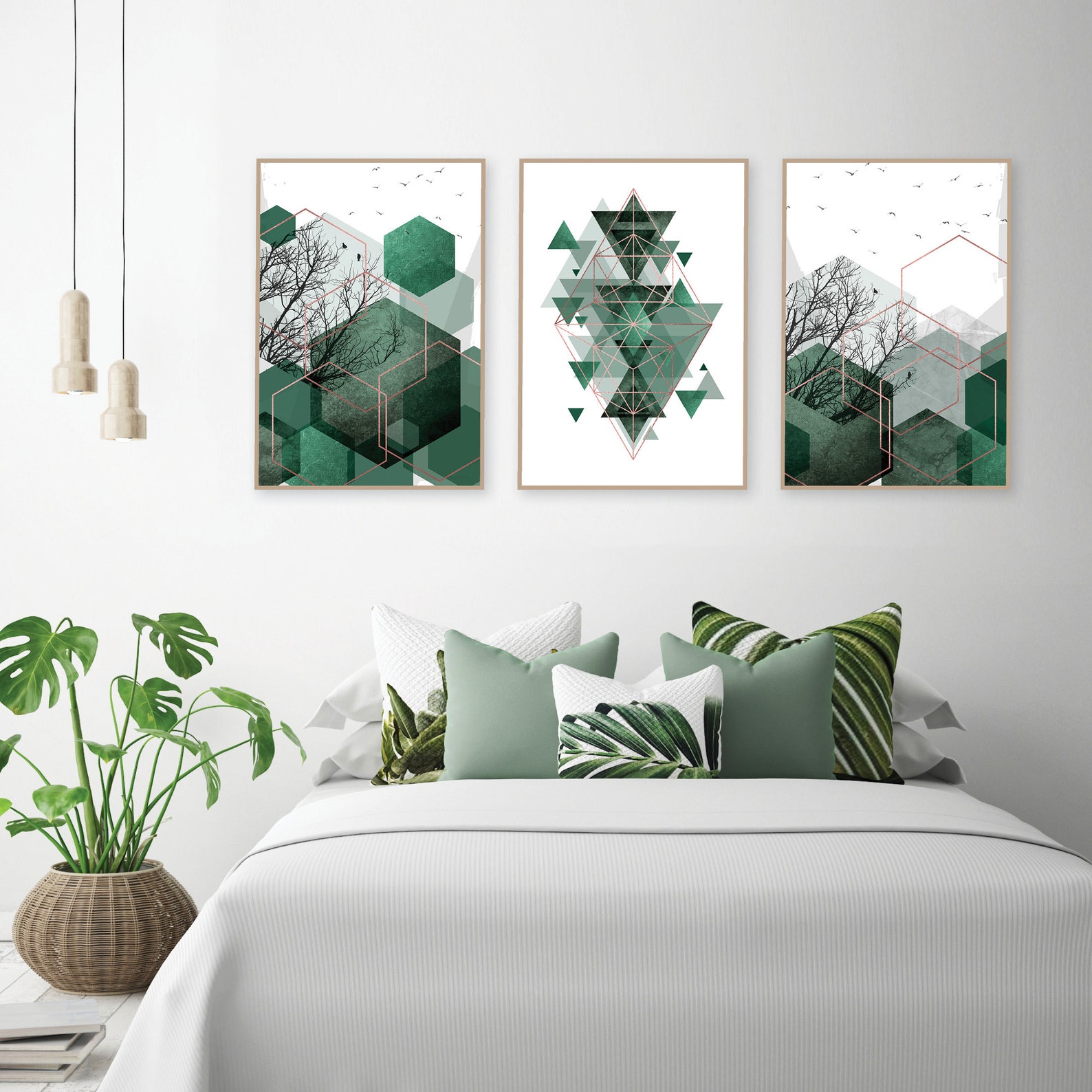 Emerald Green Wall Art Digital Download Abstract Geometric - Etsy