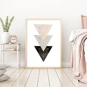 Blush Pink Grey Black Gold Minimalist Printable Poster Sacred Geometry ...