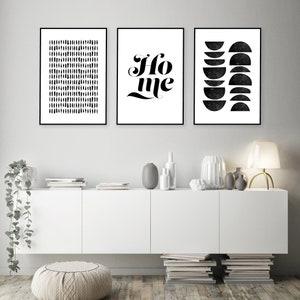 Black and White, Minimalist Poster, Black and White Art, Set of 3 ...