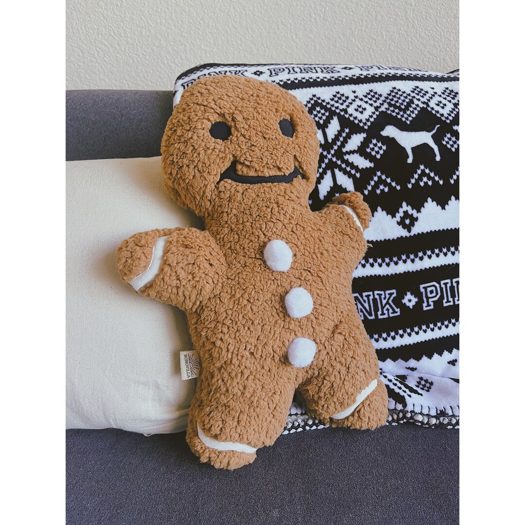 Gingerbread Man Pillow, Holiday Pillow, Sherpa Gingerbread Man, Sherpa ...
