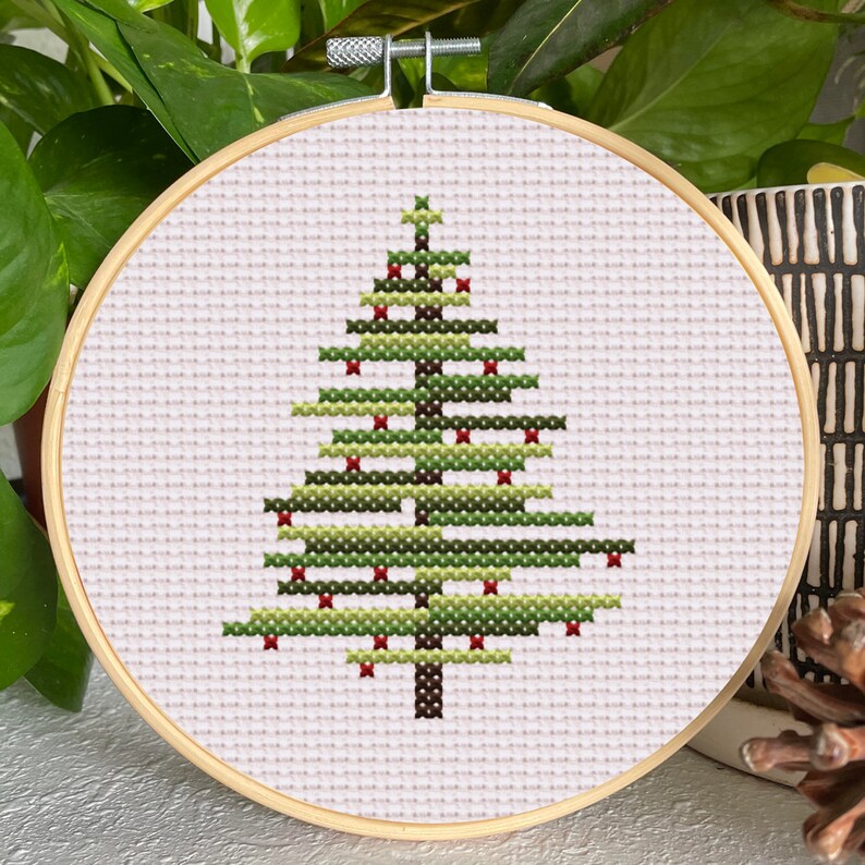Minimalist Tree Cross Stitch Pattern - Instant PDF Download - Christmas ...