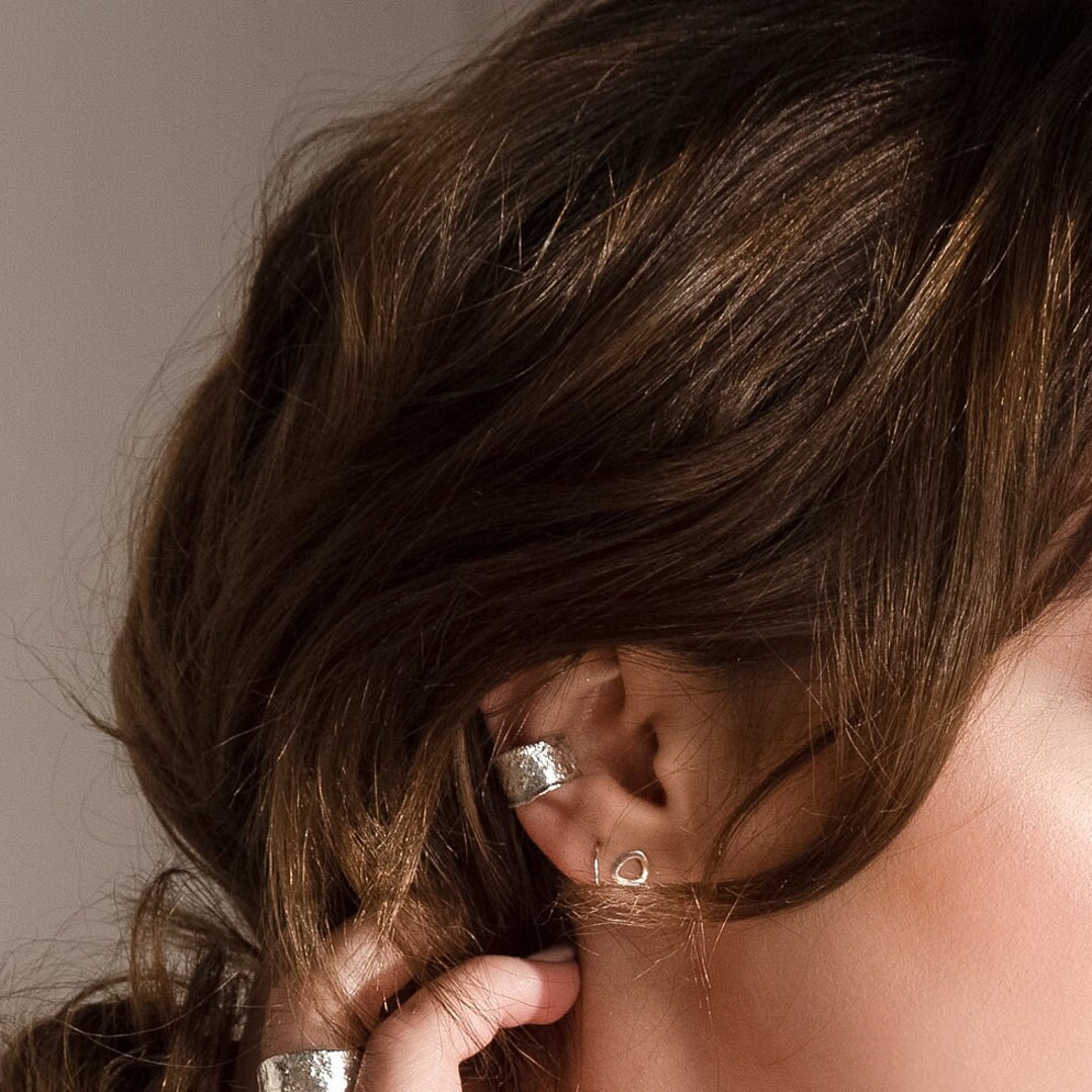 Wide Conch Cuff - Recycled Silver Ear Cuff - Ear Wrap - Molten Texture ...