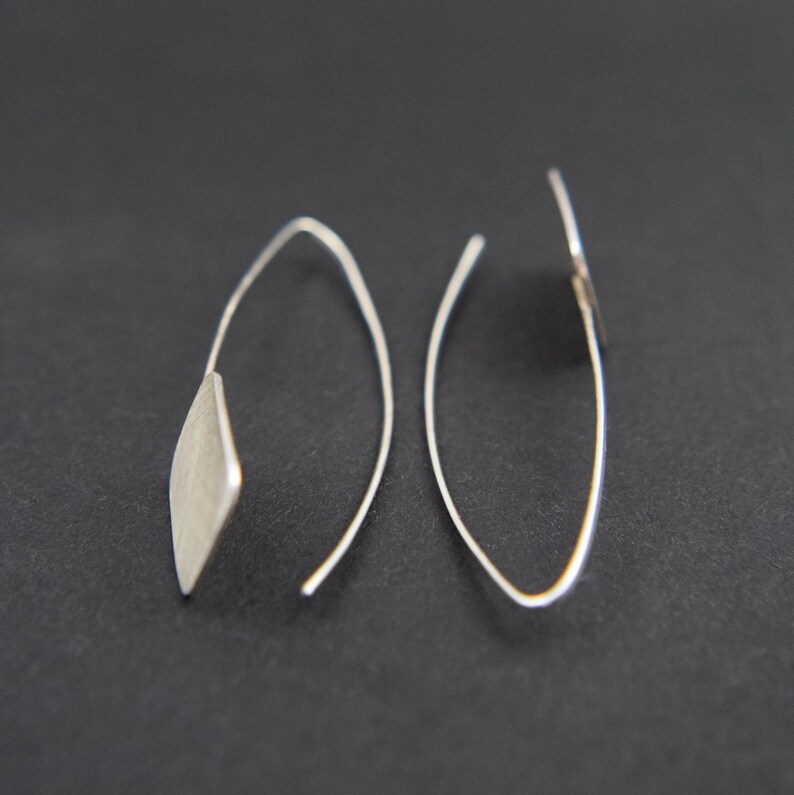 Silver Drop Earrings Long Silver Earrings Geometric Drop | Etsy