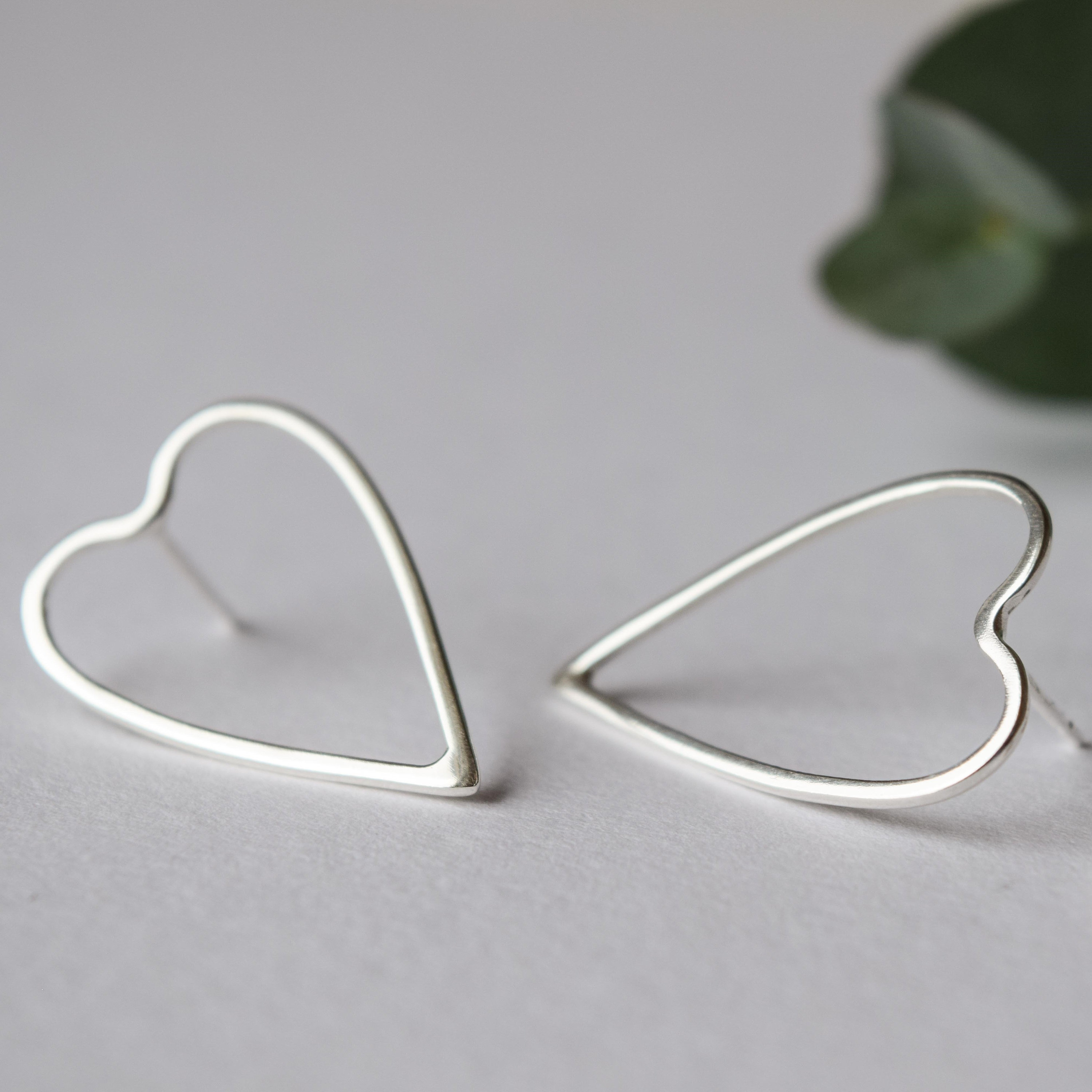 Silver Heart Earrings Stud Earrings Silver Heart Post | Etsy