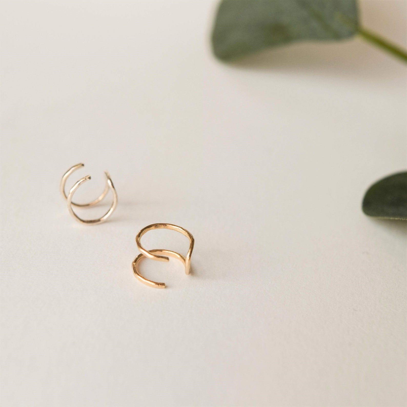 Silver Helix Cuff Ear Cuff Double Helix Cuff Hammered | Etsy