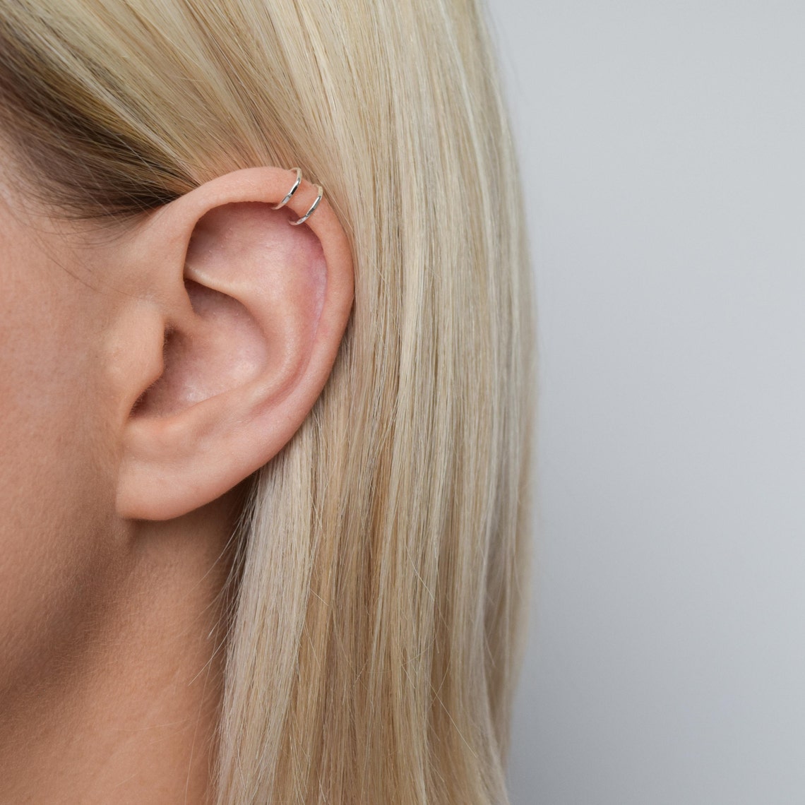 Silver Helix Cuff Ear Cuff Double Helix Cuff Hammered | Etsy