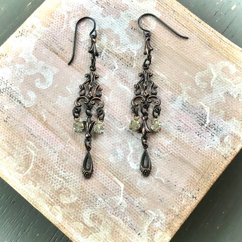 Vintage Inspired Earrings Gothic Earrings Long Romantic Earrings Unique ...