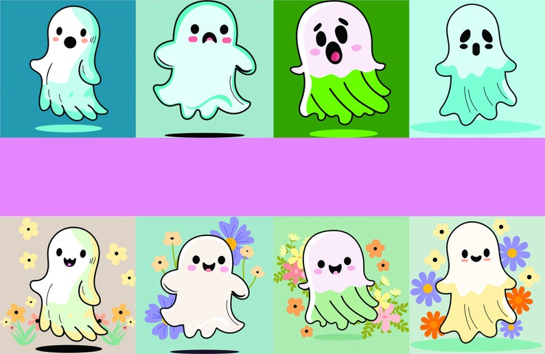 Spring Vector Ghost Clipart Collection - Etsy