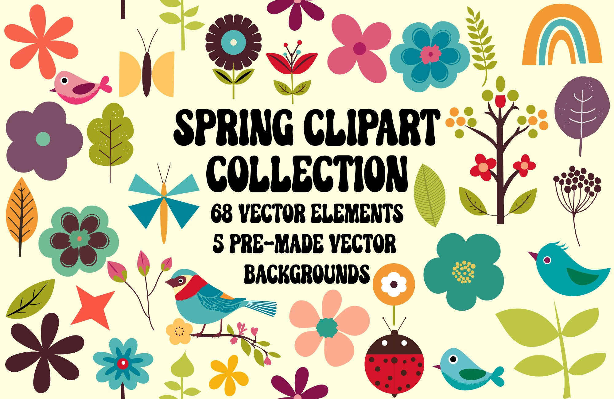 Spring Background Clipart Collection Individual Vector - Etsy
