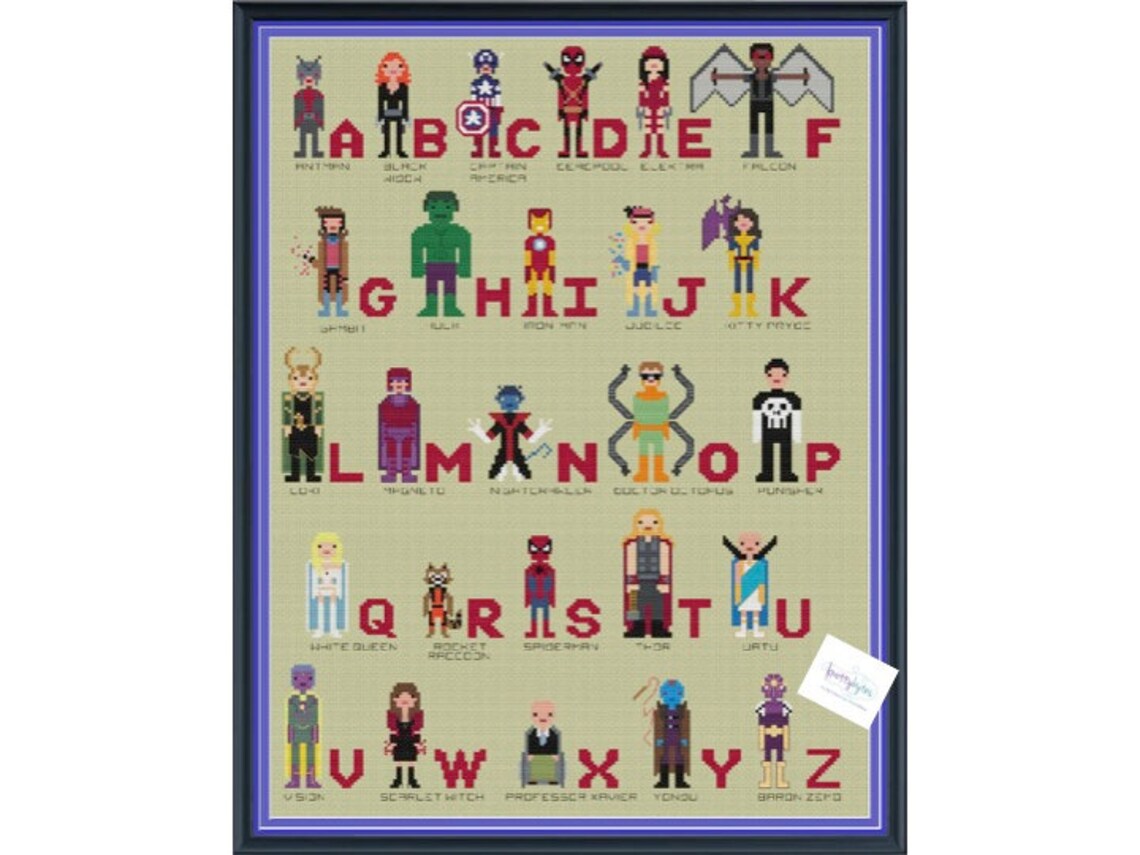 Marvel Superhero Alphabet Unofficial Cross Stitch DIGITAL PDF (pattern ...