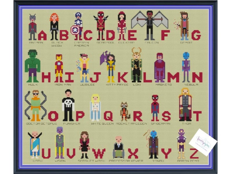 Marvel Superhero Alphabet Unofficial Cross Stitch DIGITAL PDF (pattern ...
