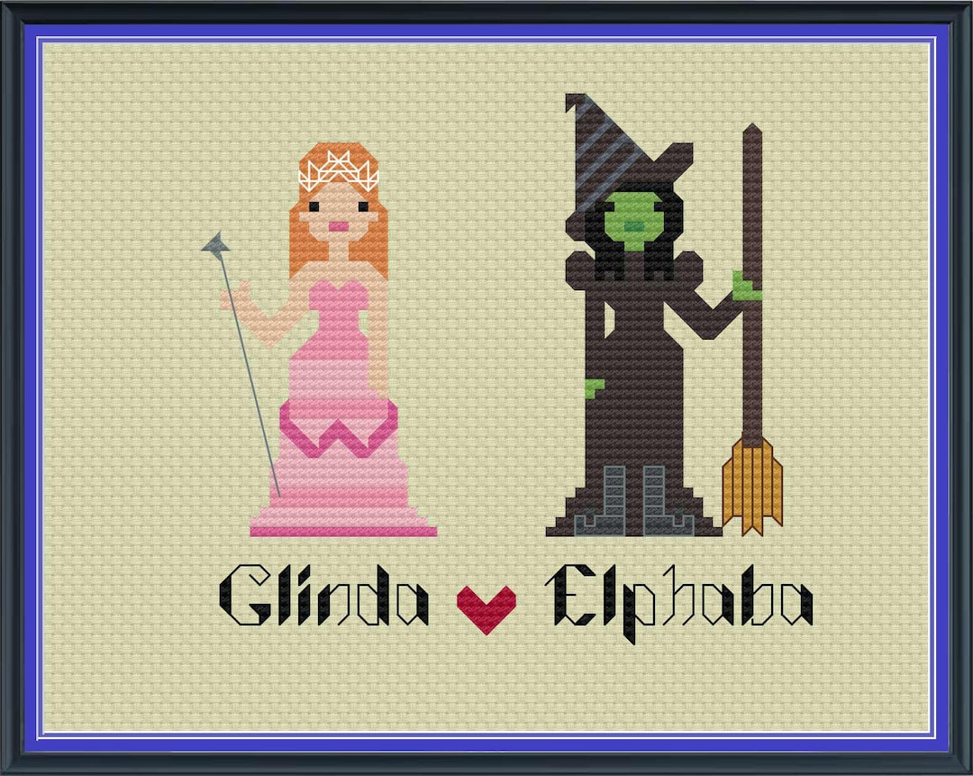 Glinda Loves Elphaba Cross Stitch DIGITAL PDF (pattern Only) Unofficial ...