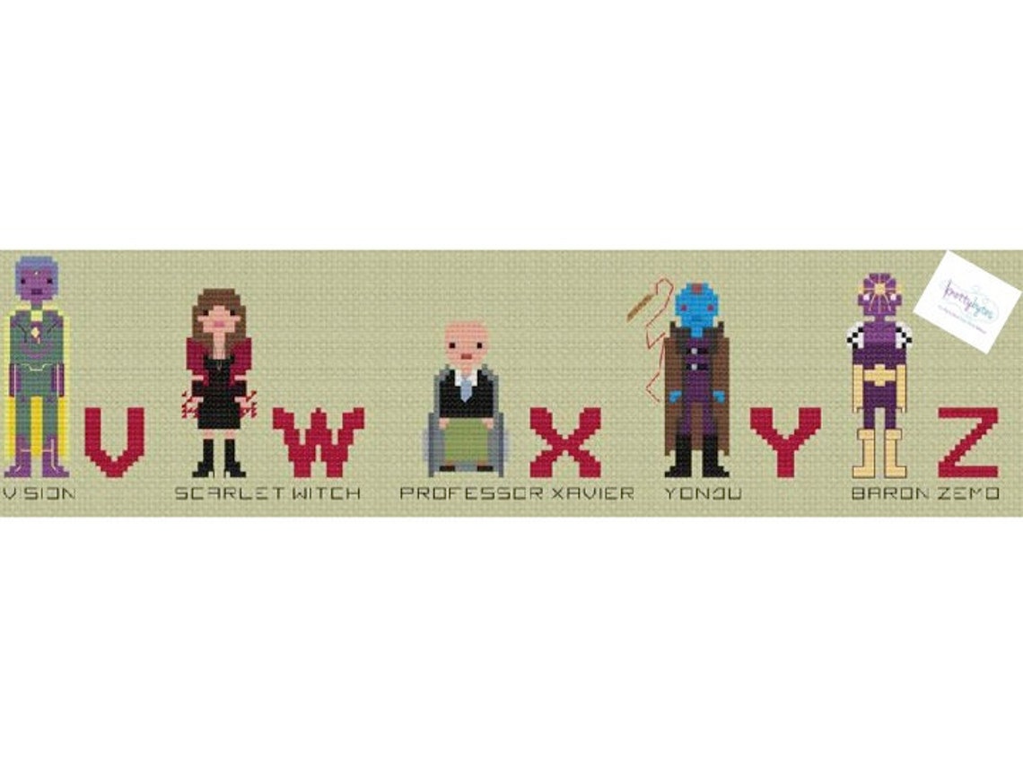 Marvel Superhero Alphabet Unofficial Cross Stitch DIGITAL PDF (pattern ...