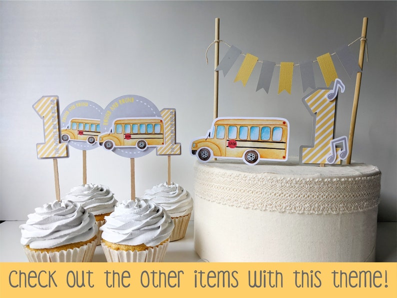 School Bus Cake Toppers Wheels on the Bus Party Decor School | Etsy