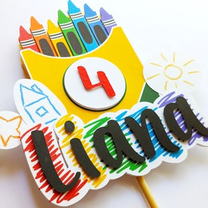 Crayon Cake Topper, Coloring Birthday Topper, Drawing Cake Topper ...