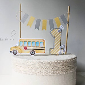 School Bus Cake Toppers, Wheels on the Bus Party Decor, School Bus ...