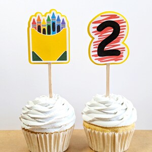 Crayon Cake Topper, Coloring Birthday Topper, Drawing Cake Topper ...