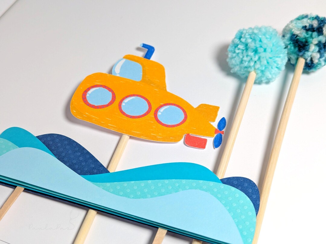 Yellow Submarine Cake Topper, Yellow Submarine Birthday Topper, Yellow ...